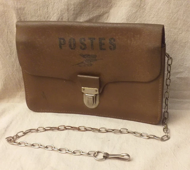 POSTES AUTHENTIQUE SACOCHE Postier Pochette Ancienne Cuir Logo Et ...