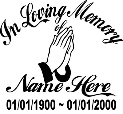 IN LOVING MEMORY with Praying Hands window decal sticker In loving ...