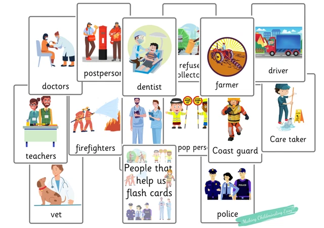 PEOPLE THAT HELP us Flash Cards-CHILDMINDING/EYFS/ PRESCHOOL/ SEN/ KS1 ...