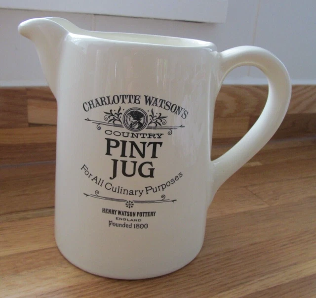 CHARLOTTE WATSON'S COUNTRY Pottery Pint Jug Henry Watson White Unused ...