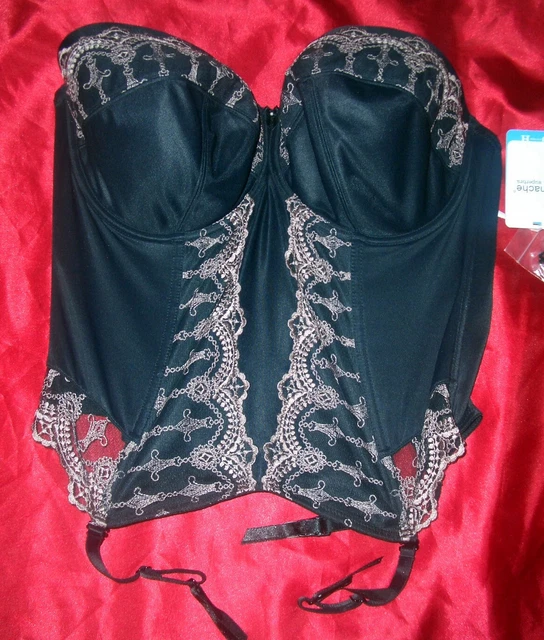 GORGEOUS EMBROIDERED LUXURY Straps Corsage 70G Black Torselet Panache ...