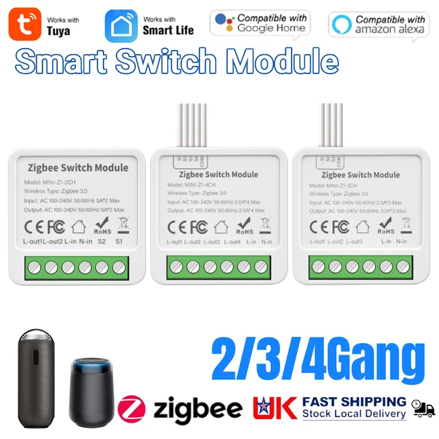 TUYA ZIGBEE SMART Switch Module 2/3/4 Gang 2 Way Control For Alexa ...