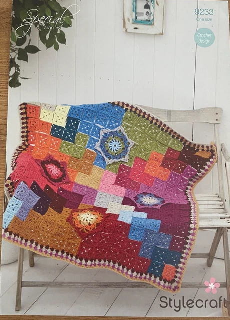 GRANNY SQUARE CHEVRON throw CROCHET PATTERN flower motif 102cm ...