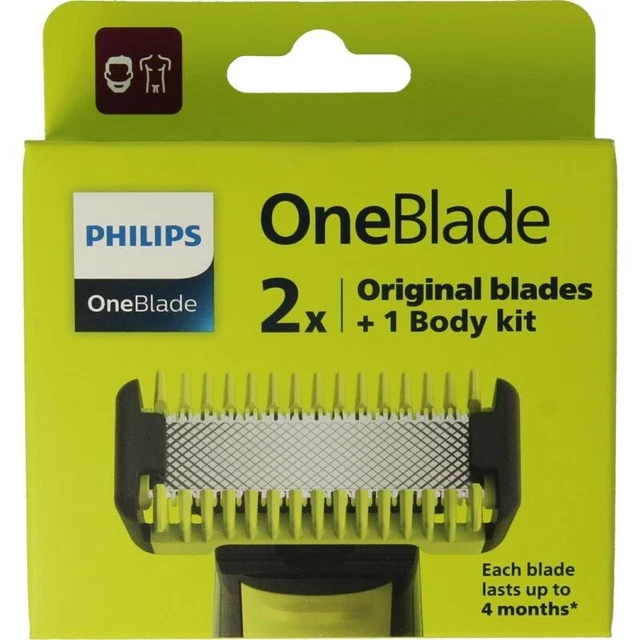 PACK BODY KIT + 2 Lame PHILIPS Original OneBlade QP620/50 Rasoir Corps ...