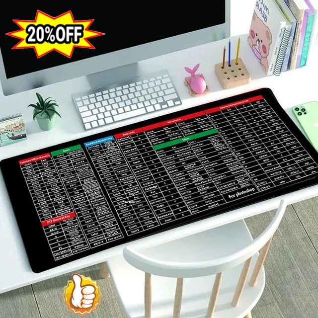 LARGE SIZE MOUSE Pad Word/Excel/Power Point Shortcut Keys Desk Pad Mat ...