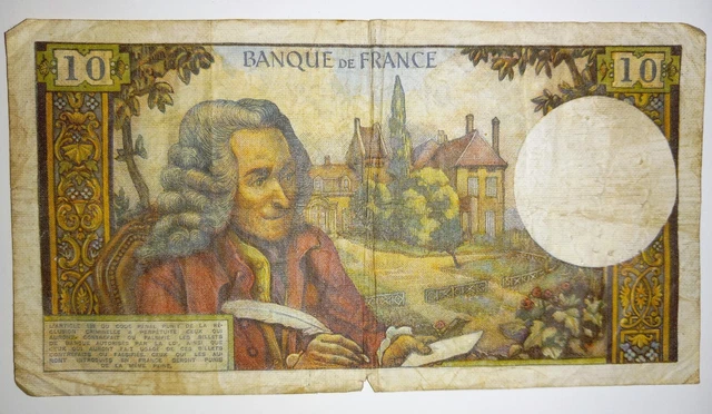 1972 BANQUE DE France Dix Francs Voltaire Note $10.77 - PicClick AU