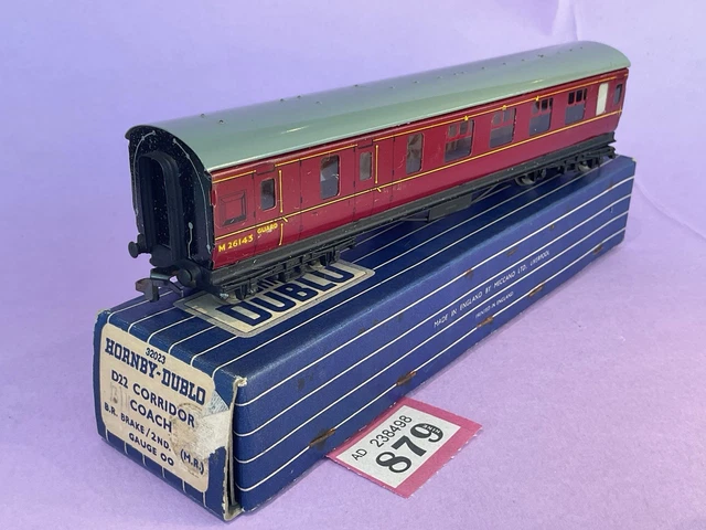 HORNBY DUBLO 32023 D22 Corridor Coach Br/2nd M.R, 3 Rail, NMC, M26143 ...