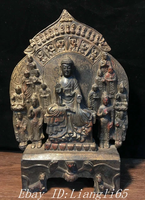 ALTER TIBET BUDDHISMUS Lila Bronze Sakyamuni Shakyamuni Buddha Gesetz Set Statue EUR 255,00 ...