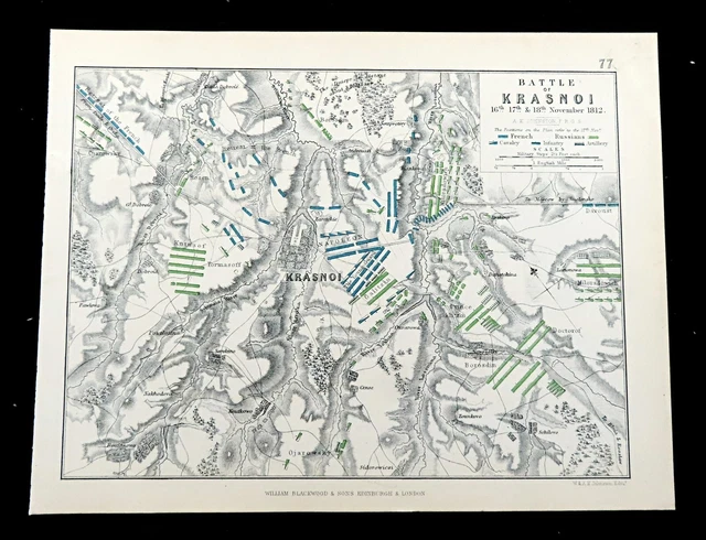 BATTLE OF KRASNOI Map French invasion of Russia 1812 Napoleonic Wars ...