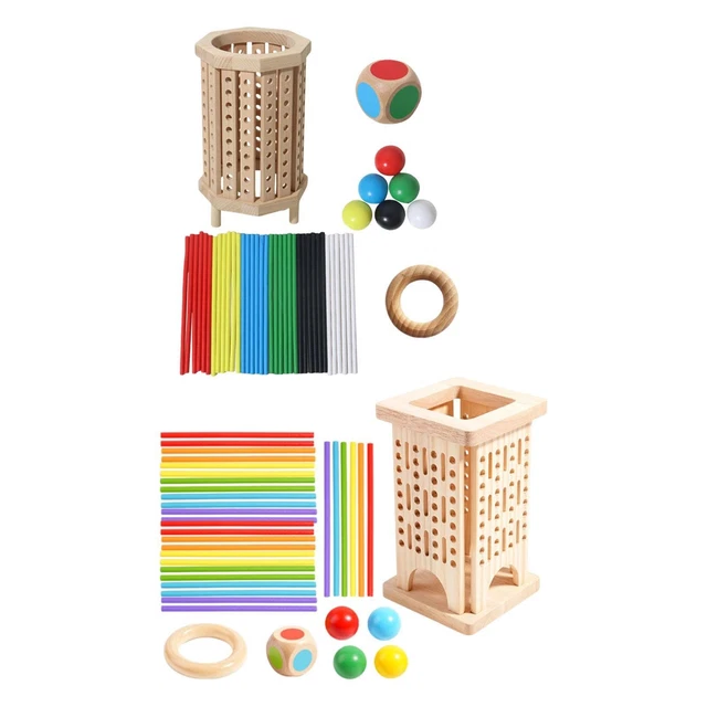 COLORFUL STACKING WOODEN Sticks Dice Game for Children 3 4 5 6 Years ...