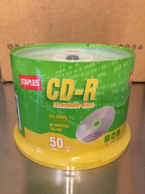 STAPLES PRINTABLE CD-R Recordable 50 Discs 80 Minutes 700MB New In ...