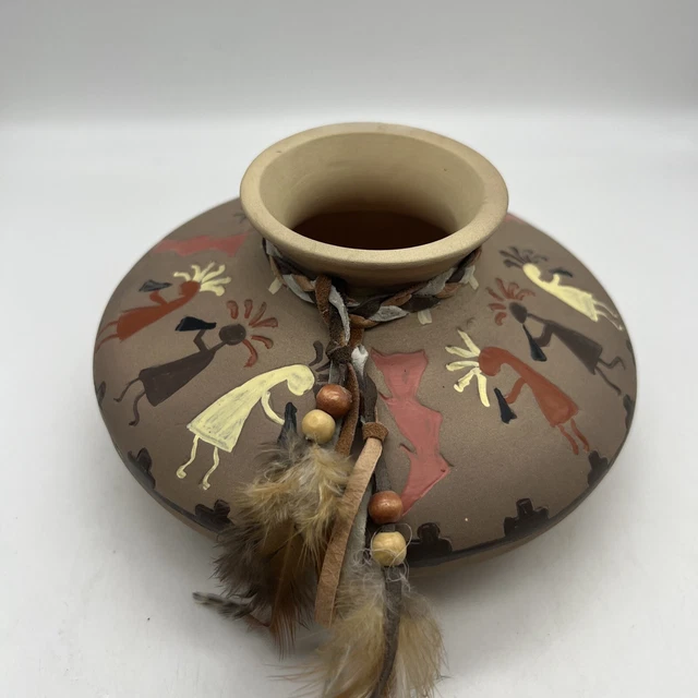 NATIVE AMERICAN SQUAT Pottery Vase Not Signed Hand Painted $8.00 - PicClick