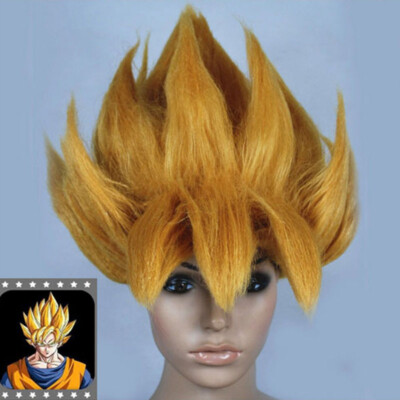ANIME DRAGONBALL Z Cosplay Costume Wig Goku Saiyan Wig Hair Gold Party ...