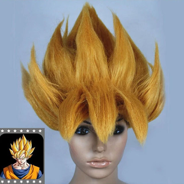 ANIME DRAGONBALL Z Cosplay Costume Wig Goku Saiyan Wig Hair Gold Party ...