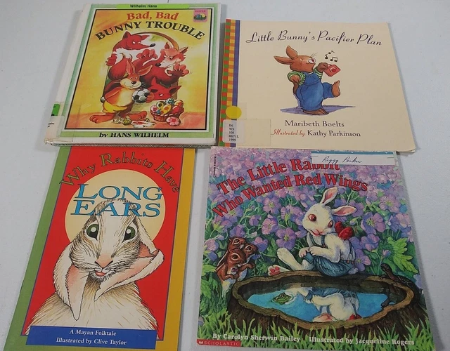 LOT OF 4 Rabbit Bunny Book Series Childrens Learning Fiction Storybooks ...