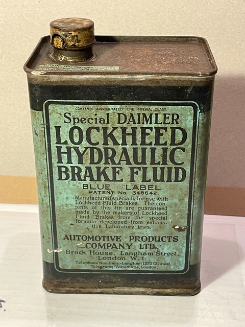 RARE SPECIAL DAIMLER LOCKHEED HYDRAULIC BRAKE FLUID Oil Tin Can ...