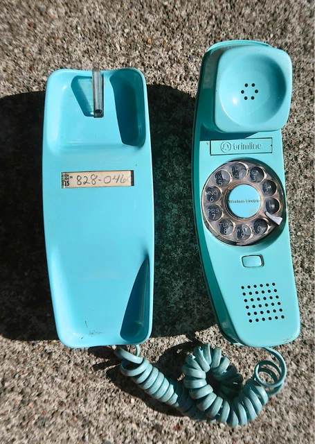 VINTAGE WESTERN ELECTRIC Trimline Rotary Dial Phone Turquoise Retro ...