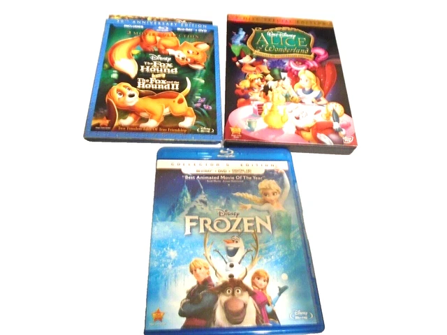 DISNEY DVDS LOT of 3 Allice in Wonderland, Fox & The Hound, Frozen $19. ...