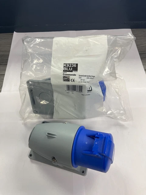 K9236BLU MK COMMANDO 32amp 4 pin surface socket £12.63 - PicClick UK