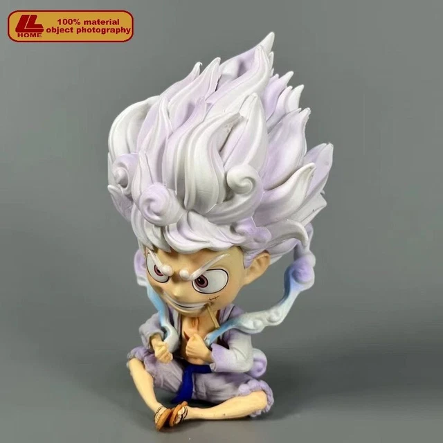 ANIME ONE PIECE Monkey D Luffy Gear 5th Nika Sit Cute Figure Statue Toy ...