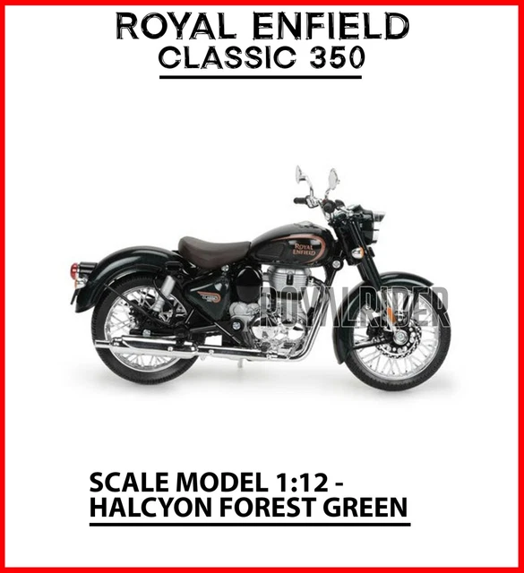 ROYAL ENFIELD &CLASSIC 350 1:12 Scale Model HALCYON FOREST GREEN Color ...