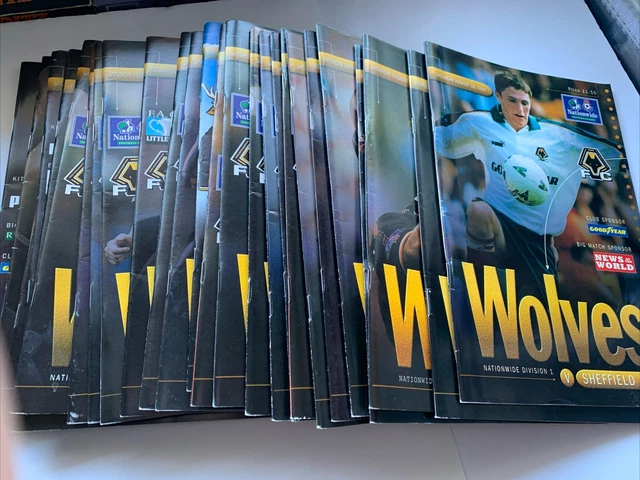 WOLVERHAMPTON WANDERERS MATCH Day Programmes (Season - 1997/1998) £14. ...