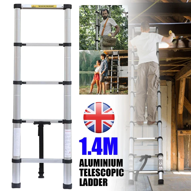 TELESCOPIC LOFT LADDER 1.4M Extendable Collapsible Step Ladders ...