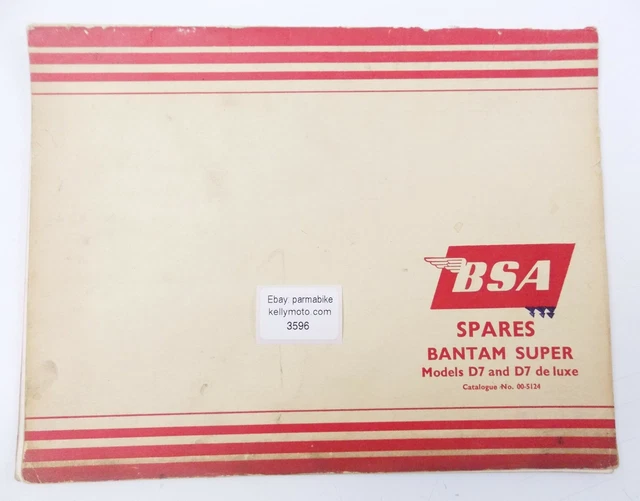 1960'S BSA SPARES Parte Catalogo Bantam Super Modelli D7-de Luxe No 00 ...