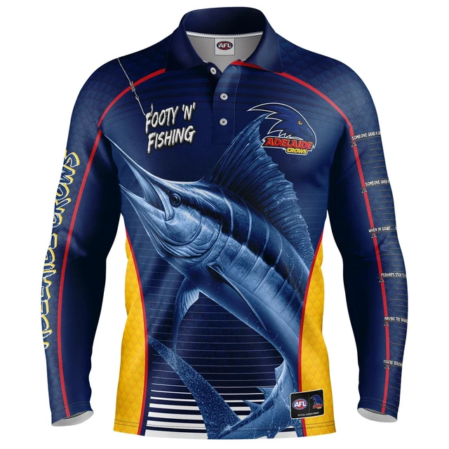 ADELAIDE CROWS AFL Footy N Fishing Shirt UPF 50+ Youth & Adult Sizes £ ...