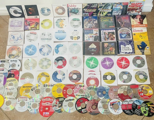 CD-ROM PC SOFTWARE lot Mixed Disks,Works Microsoft Adobe Games $22.45 ...