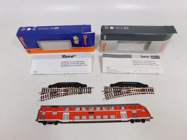 DM521-0,5 #2X ROCO Voie N Dc 22265 Aiguillage Manuel 15° à Gauche Mint ...