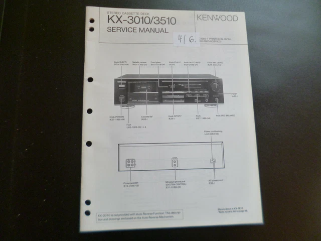 ORIGINAL SERVICE MANUAL Schaltplan Kenwood KX-W891/W6030 EUR 12,50 - PicClick DE