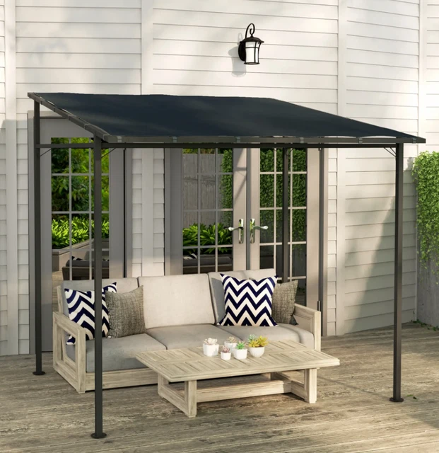 WALL MOUNTED PERGOLA Small Lean To Canopy Outdoor Sun Shade Shelter ...