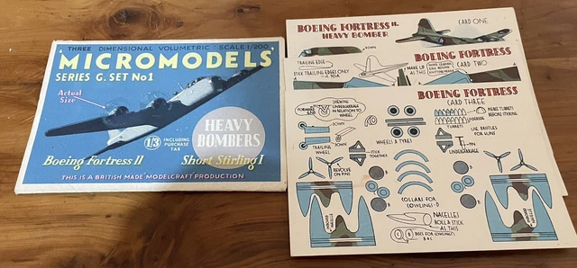 MICROMODELS BRITISH HEAVY Bombers Series G Set No.1 Card Models-3 cards ...