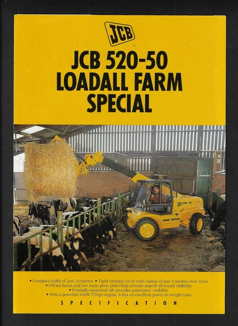 JCB 520-50 LOADALL Farm Special 6 Page Foldout Type Brochure 9/96 EUR ...
