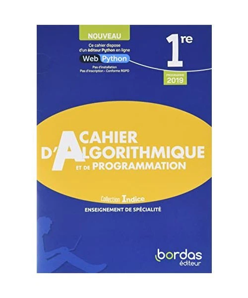 INDICE - MATHS 1re gén - 2022 - Cahier d'algorithmique et de ...