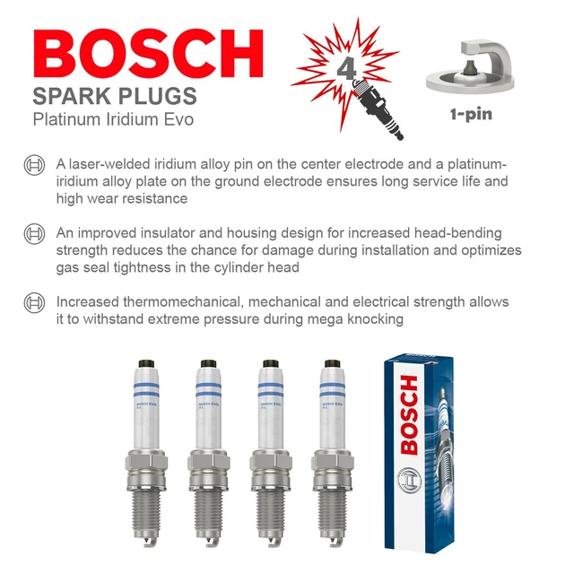 SPARK PLUGS SET 4x fits AUDI A3 8V, 8YA 1.4 2013 on Bosch 04E905602 ...