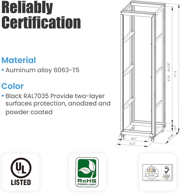 SERVER RACK OPEN Frame Rack 4 Post 19 Inch Adjustable Server/Audio Rack ...