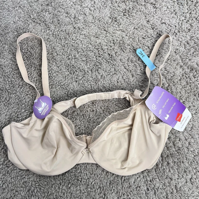 HANES ULTIMATE SILKY Smooth Comfort Underwire Bra Skin Nude 34C Unlined ...