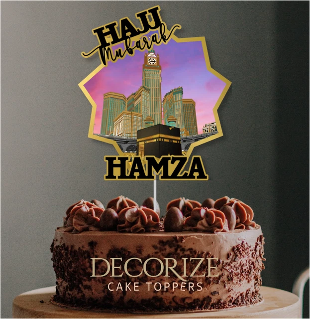 HAJJ MUBARAK GLITTER Cake Topper Islamic Makkah Madinah Pilgrimage ...