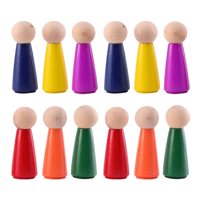 12 PCS DIY Wood Figures Finger Puppets Crafts Peg People Toy Dolls $27. ...