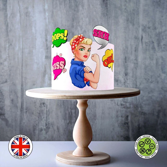 PINUP GIRL POP art edible cake topper ICING / WAFER EUR 9,44 - PicClick FR