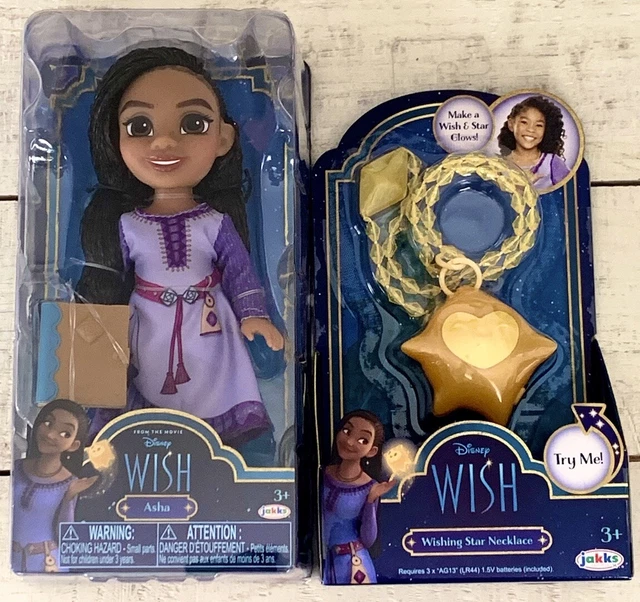DISNEY WISH MOVIE Asha Doll Figure Wishing Star Light Necklace Gift ...