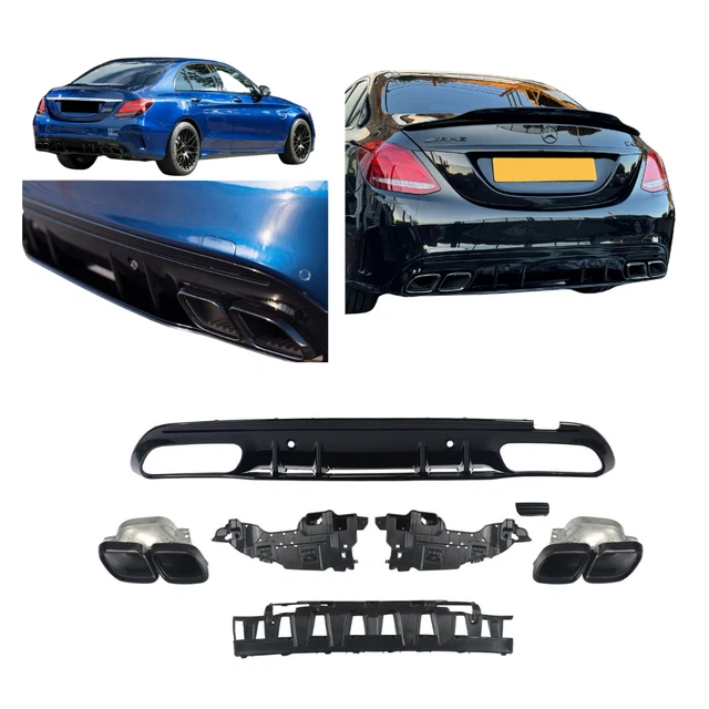 MERCEDES C CLASS W205 Saloon AMG Line Gloss Black C63 Style Rear ...