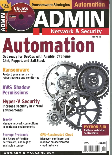 ADMIN MAGAZINE NETWORK & Security Issue 63. $18.99 - PicClick
