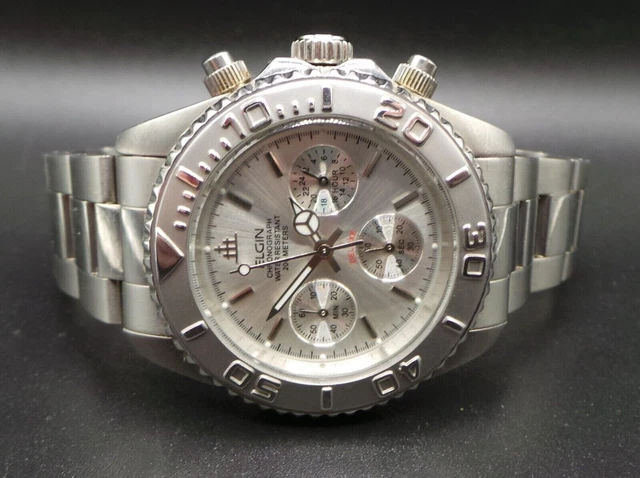 ELGIN 1862 CHRONOGRAPH FK-1120-E Scuba Diver 200M Mens Quartz Watch ...