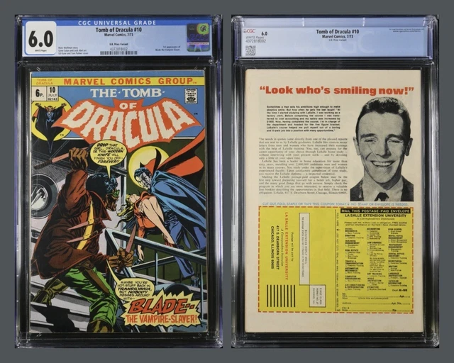 THE TOMB OF Dracula #10 Blade First Appearance CGC Grade 6 White Pages ...