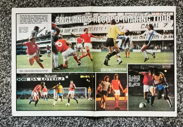ENGLAND V BRAZIL Argentina 1970s Shoot Football Magazine A3 Double Page ...