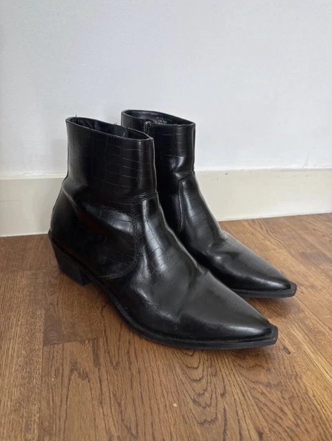 RED TAPE MENS Black snake skin leather Cuban heal boots size 9 £23.58 ...