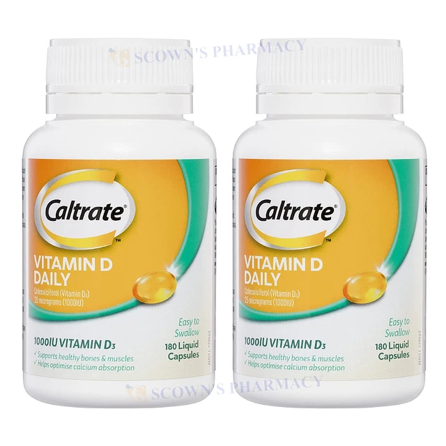 2 X CALTRATE Vitamin D Daily 1000UI Vitamin D3 Helps Calcium Absorption ...